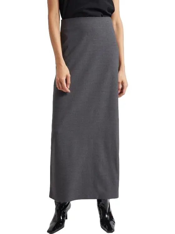 Loulou De Saison Samos Stretch Wool Pencil Skirt - Anthracite Melange