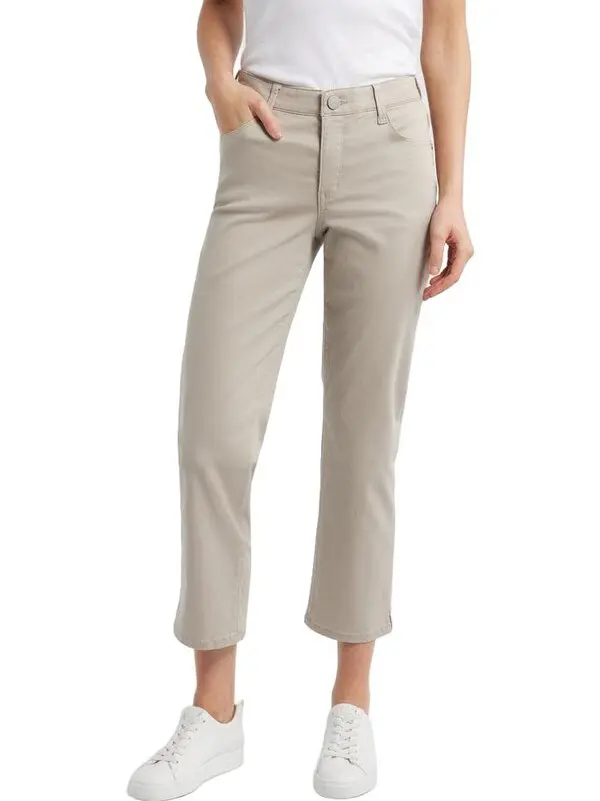 Wit & Wisdom High Waist Straight Leg Stretch Twill Pants - Flax