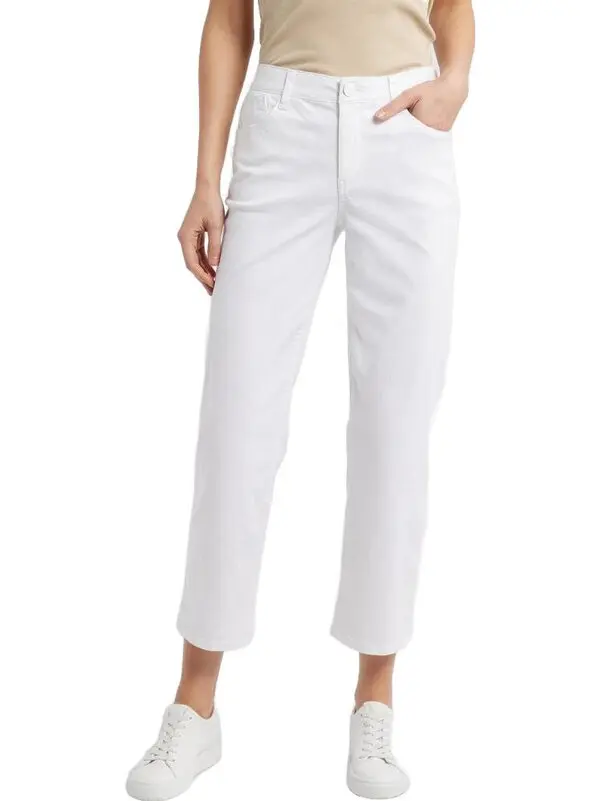 Wit & Wisdom High Waist Straight Leg Stretch Twill Pants - Optic White