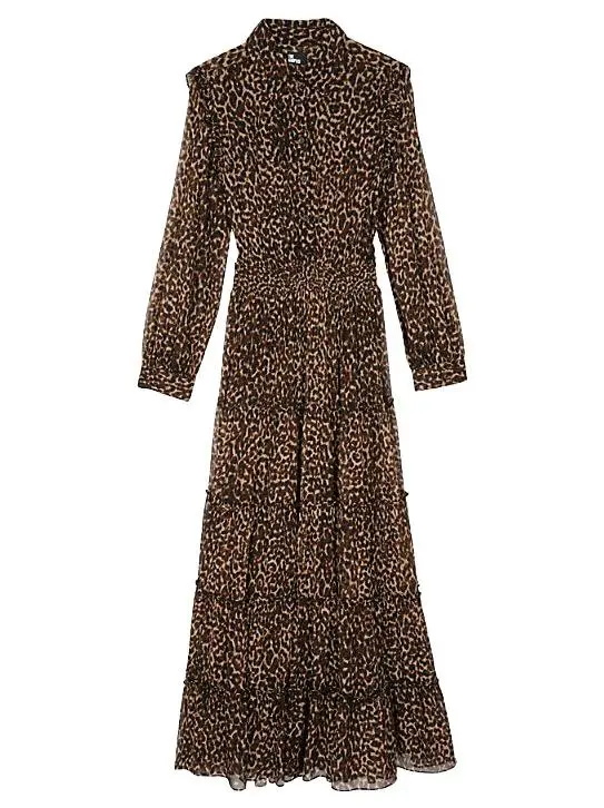 The Kooples Print Mesh Maxi Dress - Leopard