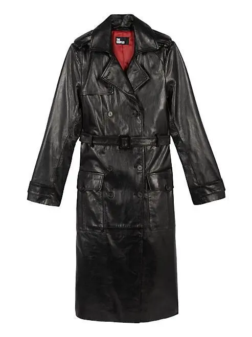 The Kooples Notched-lapel Leather Coat - Black