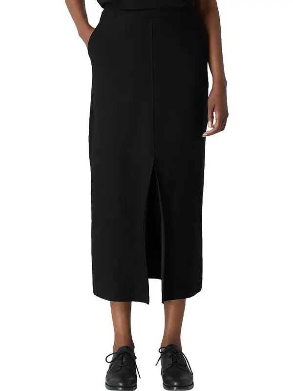 Eileen Fisher Silk Crepe Maxi Straight Skirt - Black