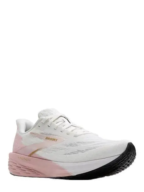 Brooks Launch Running Shoe - White/gold/pink