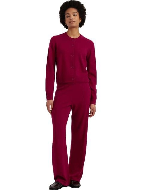 Chinti & Parker Wool Cashmere Blend Crew Neck Cropped Cardigan - Cherry