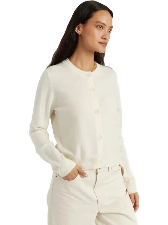 Chinti & Parker Wool Cashmere Blend Crew Neck Cropped Cardigan - Cream