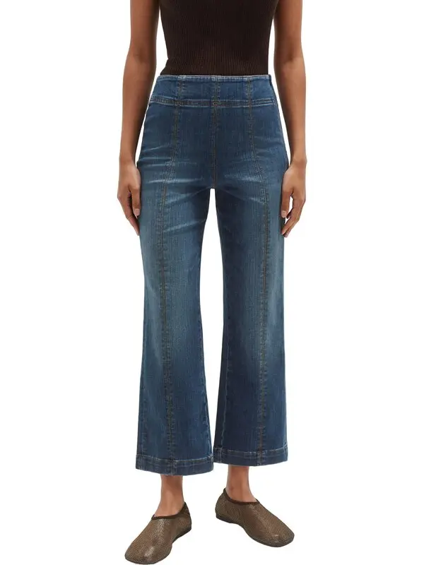 ME+EM Kick Flare Cropped Jeans - Mid Blue Wash