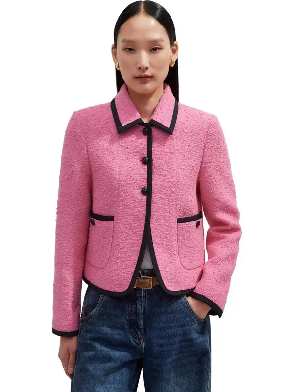 ME+EM Contrast Bound Crop Jacket - Super Pink