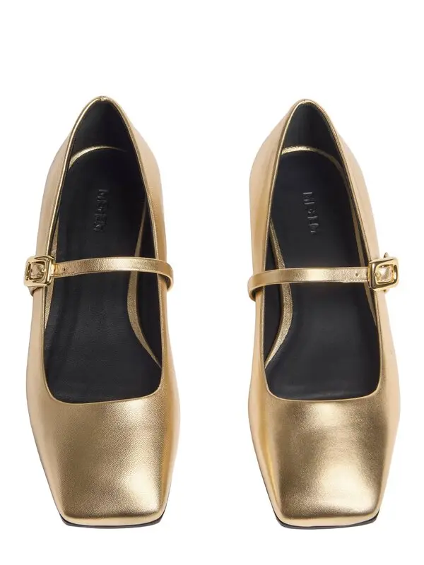 ME+EM Refined Square Toe Ballerina Flat - Gold