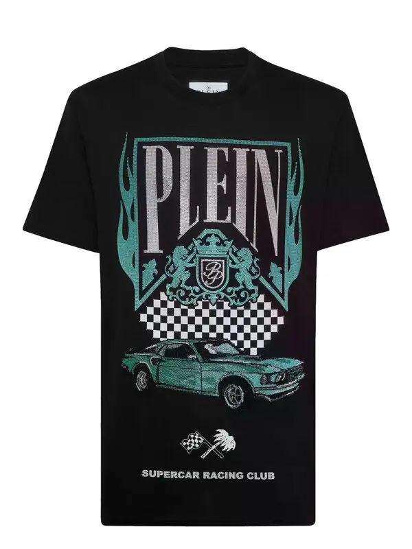 Philipp Plein Strass Flame Racing T-shirt - Black