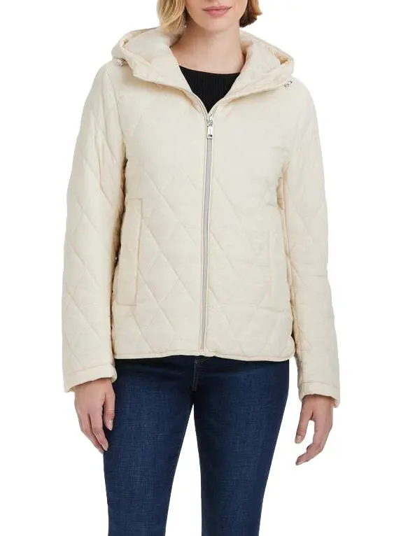 Vince Camuto Water-resistant Hooded Quilted Jacket - Bone