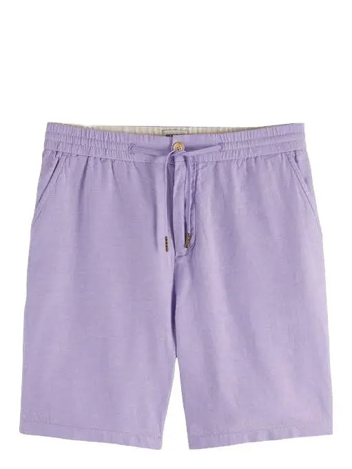 Scotch & Soda Flat Front Slub Cotton & Linen Twill Bermuda Shorts - Bright Lavender