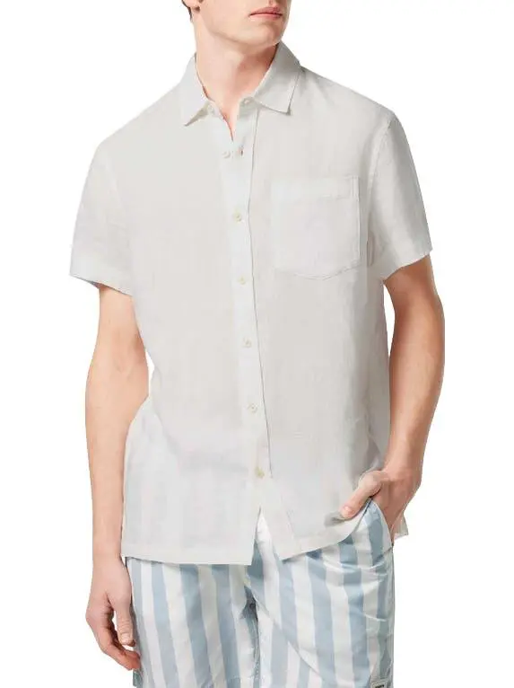 Scotch & Soda Core Solid Short Sleeve Button-up Shirt - Off White