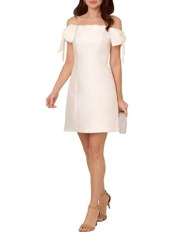 Adrianna Papell Scallop Off-the-shoulder Sheath Cocktail Dress - Ivory