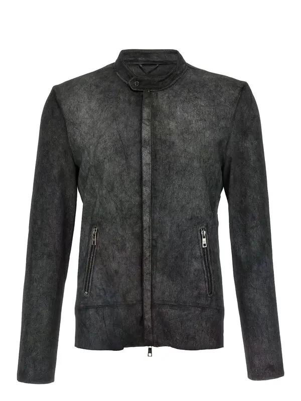 GIORGIO BRATO Leather Biker Jacket - Black