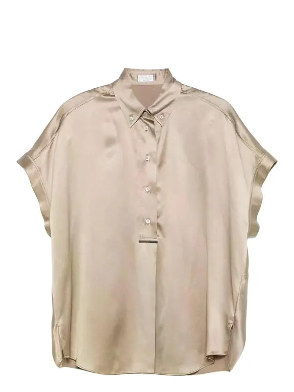 Brunello Cucinelli Satin Blouse - Brown