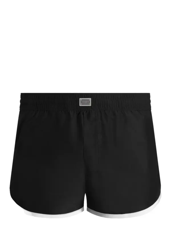 Dolce & Gabbana Logo-plaque Swim Shorts - Black