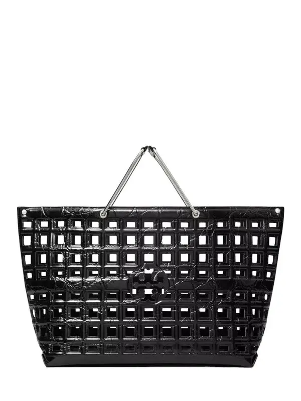 Tory Burch Ella Croc Effect Tote Bag - Black