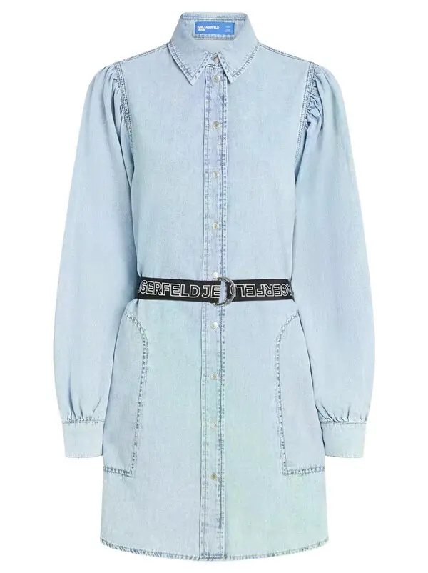 Karl Lagerfeld Puff-sleeve Denim Shirt Dress - Blue