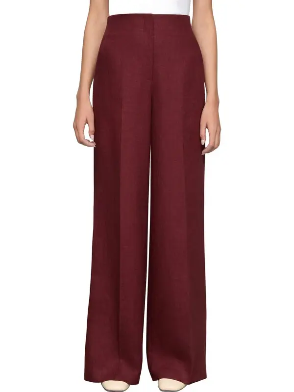 Lafayette 148 New York Linen Thames Wide-leg Pants - Rosewood