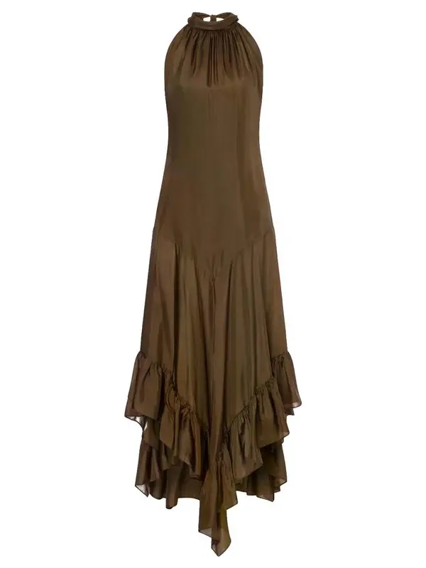 Philosophy Di Lorenzo Serafini Silk Halterneck Dress - Brown