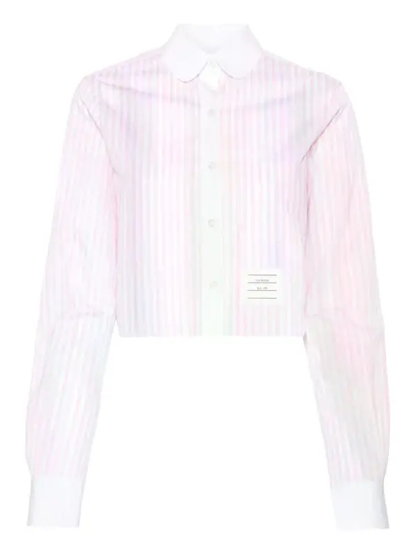 Thom Browne Striped Cropped Shirt - Pink