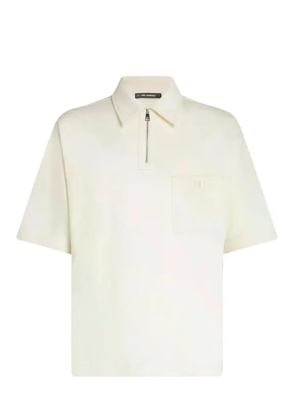 Karl Lagerfeld Logo-embroidered Polo Shirt - Neutrals