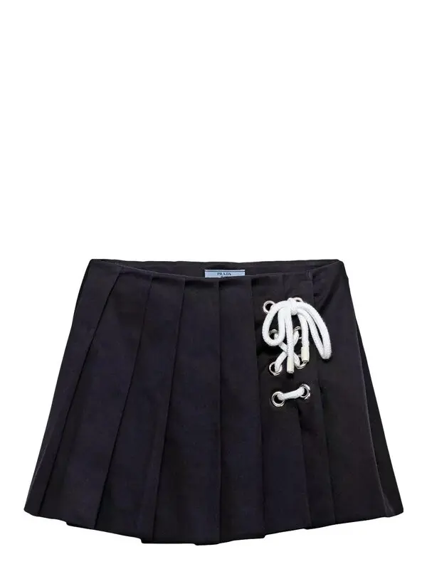 Prada Pleated Drill Mini Skirt - Blue