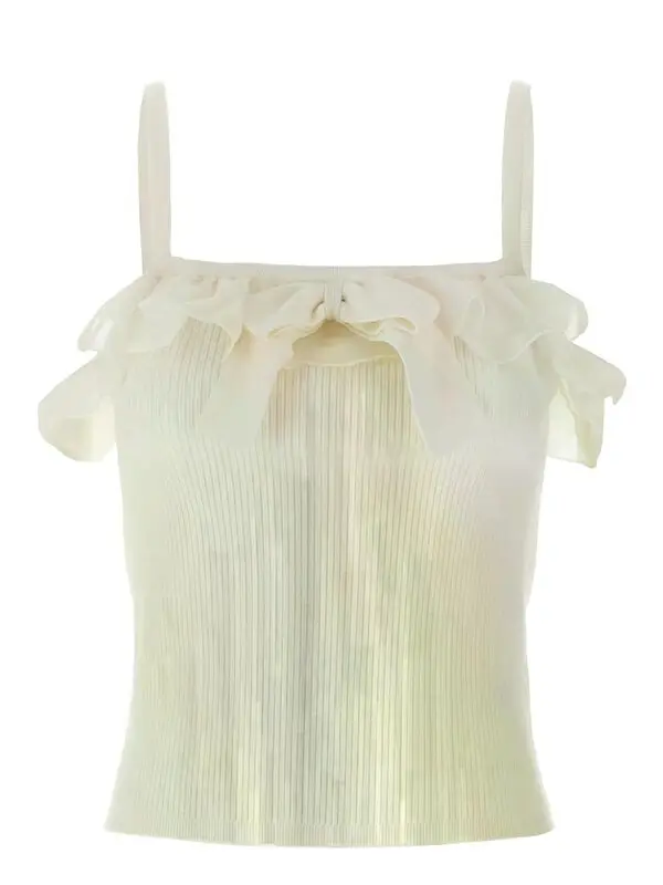 Alessandra Rich Ruffled Top - White