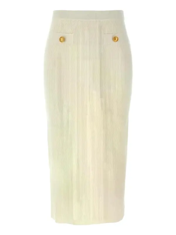 Alessandra Rich High-waisted Ribbed Midi Skirt - White
