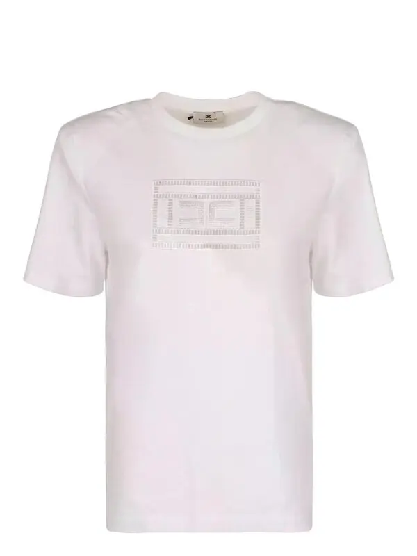 Elisabetta Franchi Logo-embroidered Cotton T-shirt - Neutrals