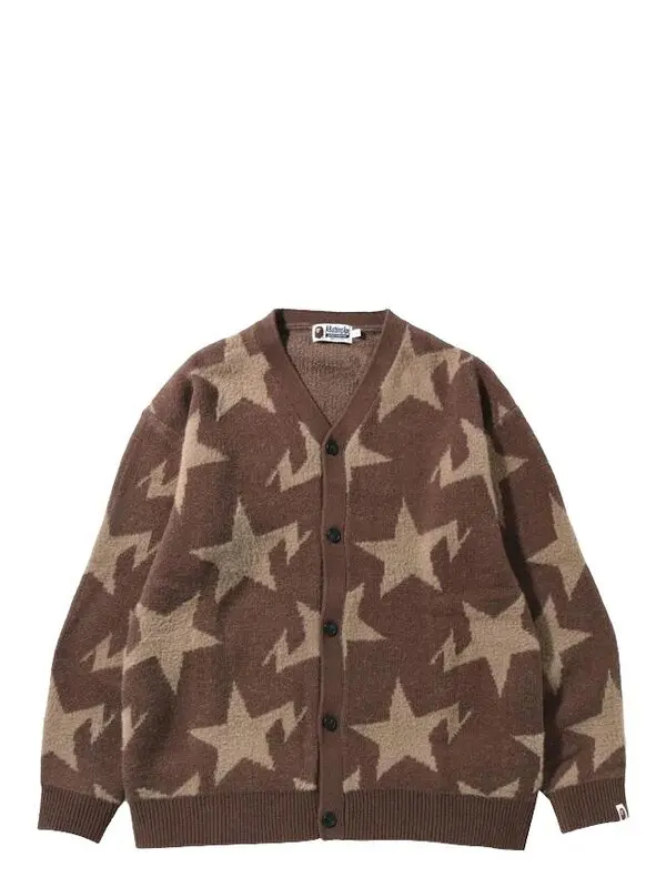 BAPE Sta Pattern Relaxed Fit Knit Cardigan - Beige
