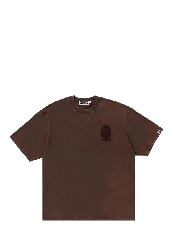 A BATHING APE Ape Head One Point Acid Wash Relaxed Fit Tee - Brown