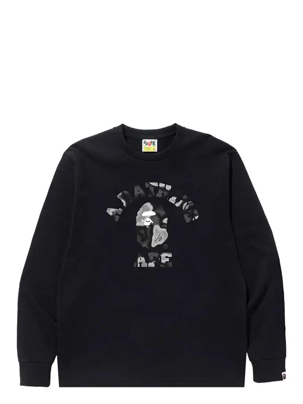 A BATHING APE Liquid Camo College Long-sleeve Tee - Black