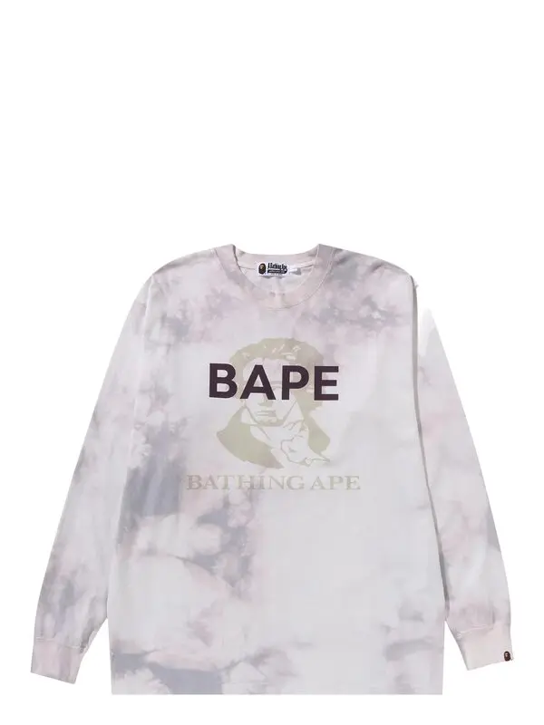 A BATHING APE Tie Dye Bathing Ape Long-sleeve Tee - White