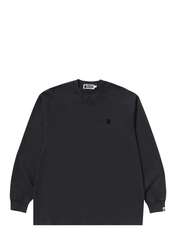 BAPE Ape Head One Point Garment Dyed Long-sleeve Tee - Black