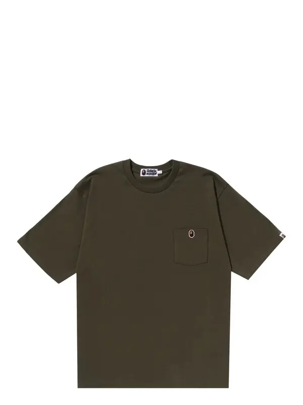 A BATHING APE Ape Head One Point Relaxed Fit Pocket Tee 'olive Drab - Green