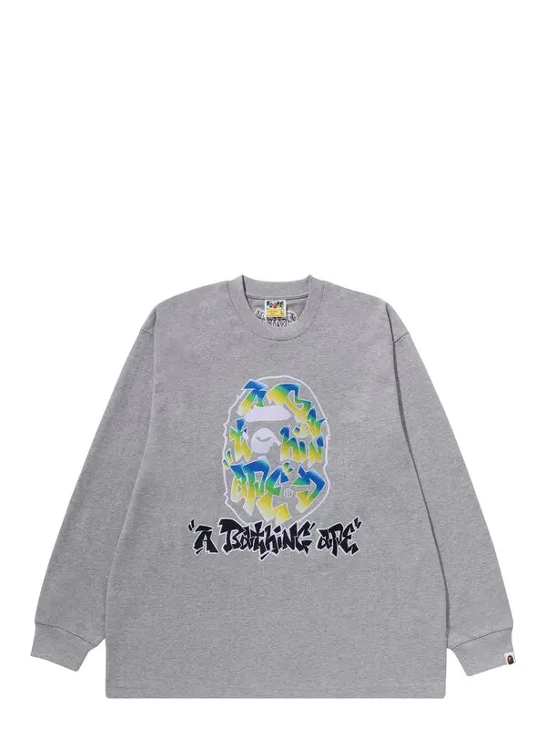 A BATHING APE Gradient Ape Head Oversized Long-sleeve Tee - Grey