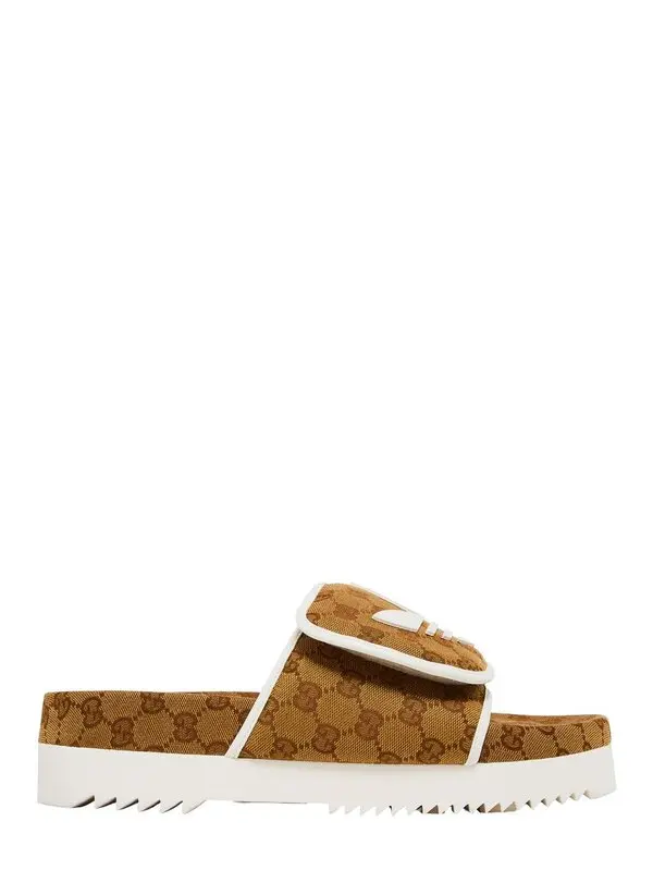 Gucci Adidas X Gg Monogram Slide Sandal - Brown
