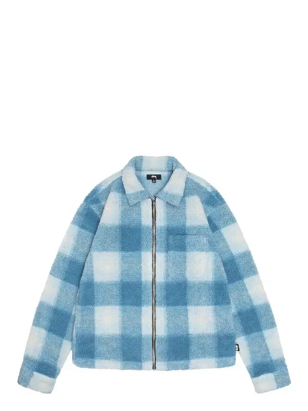 StÜssy Shadow Plaid Zip Sherpa - Blue