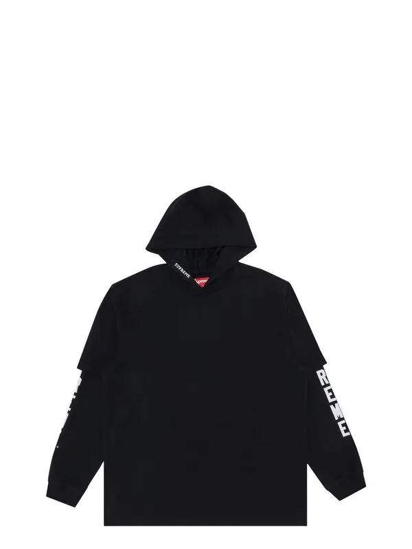 Supreme Layered Hooded Long-sleeve Top - Black