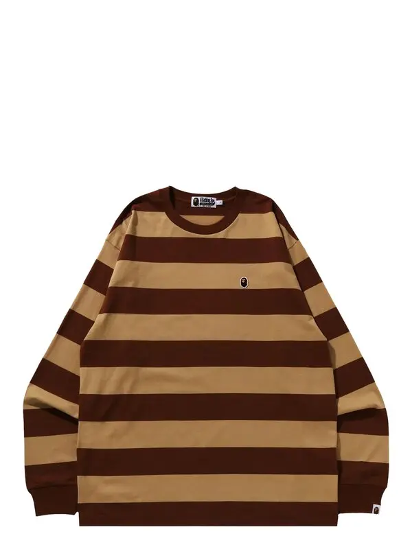 A BATHING APE Ape Head One Point Hoop Long-sleeve Tee - Brown