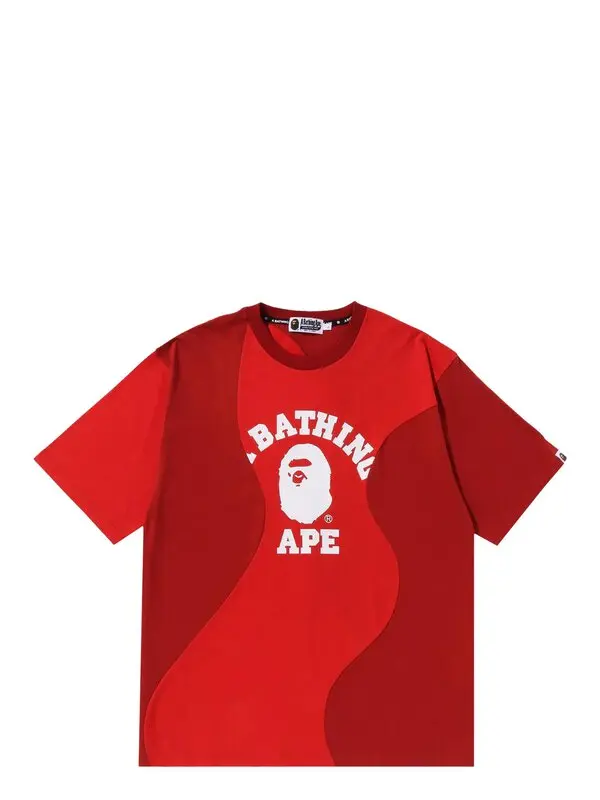 A BATHING APE Cutting College Relaxed Fit Tee - Red
