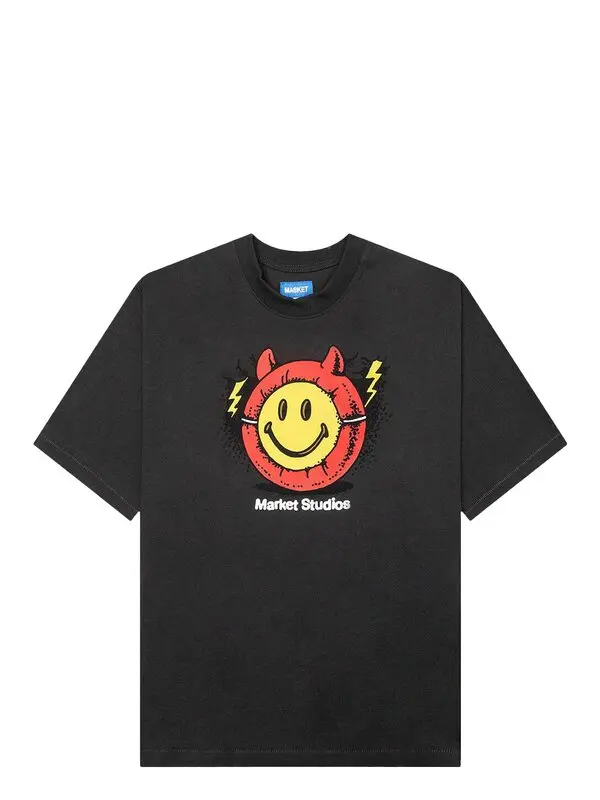 MARKET Smiley Masked T-shirt 'washed - Black