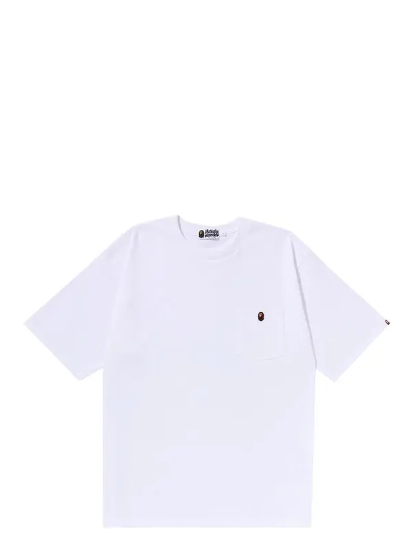 A BATHING APE Ape Head One Point Relaxed Fit Pocket Tee - White