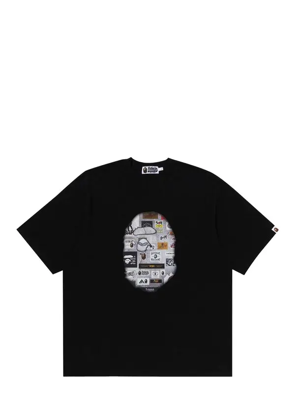 A BATHING APE Multi Logo Big Ape Head Relaxed Fit Tee - Black