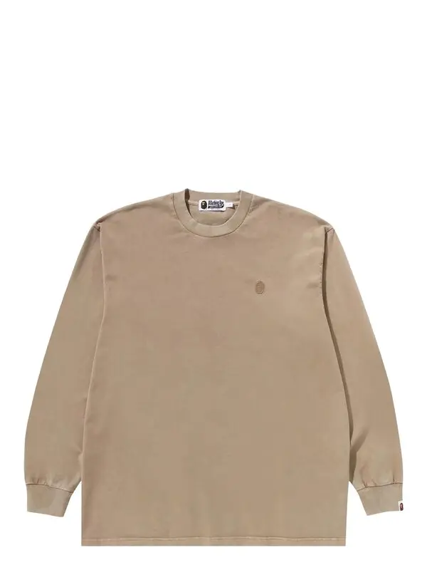 BAPE Ape Head One Point Garment Dyed Long-sleeve Tee 'beige - Tan