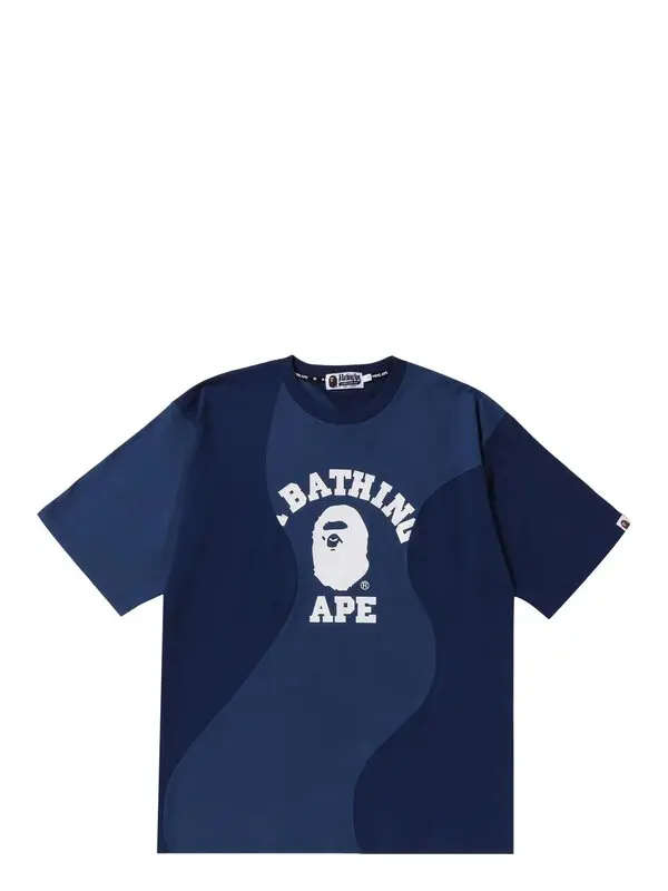 A BATHING APE Cutting College Relaxed Fit Tee - Blue