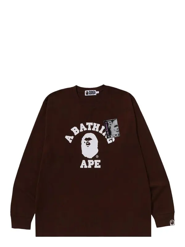 A BATHING APE Mad Face College Long-sleeve Tee - Brown