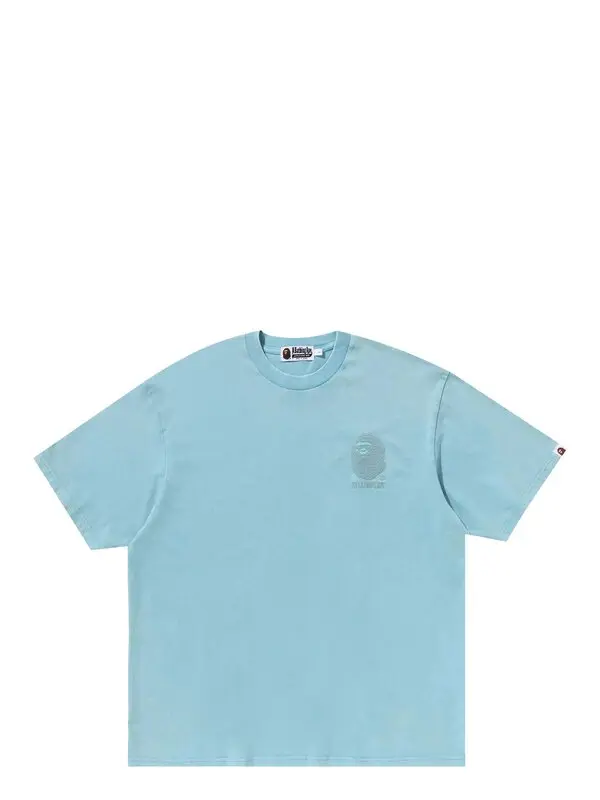 A BATHING APE Ape Head One Point Acid Wash Relaxed Fit Tee - Blue