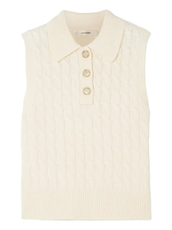 FRAME Cable-knit Wool Vest - Cream